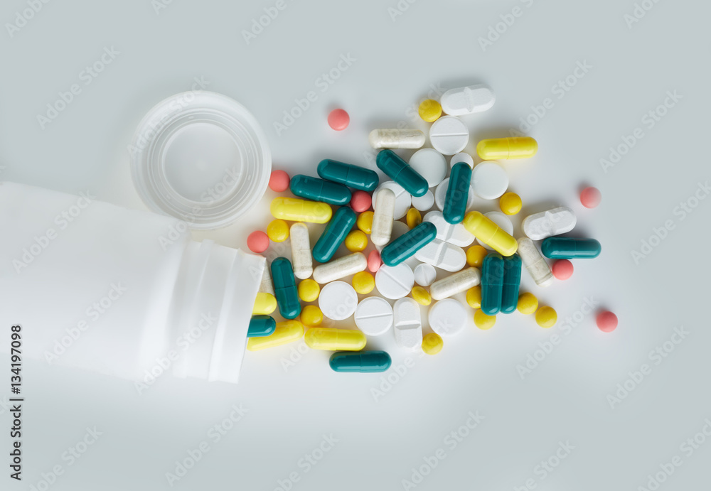 Blister tablets. The capsules are packaged in blisters, isolated on a ...