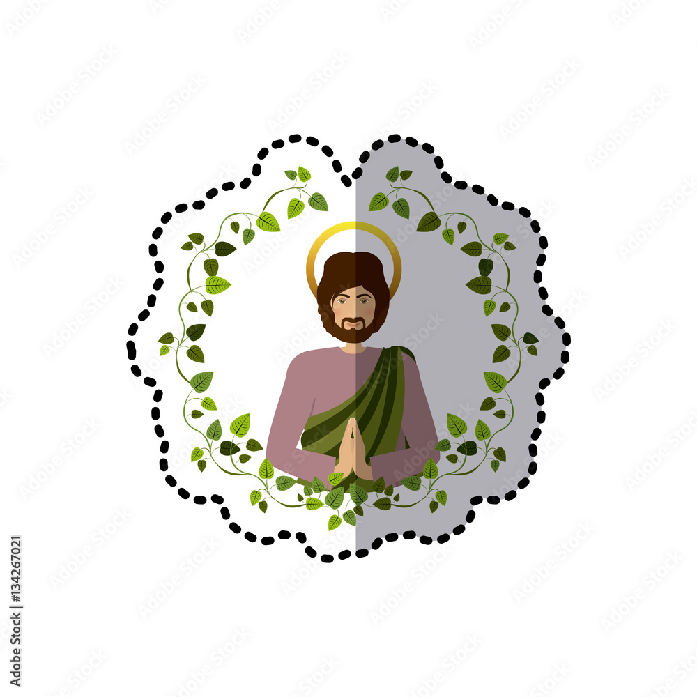 sticker arch of leaves with half body picture saint joseph praying ...