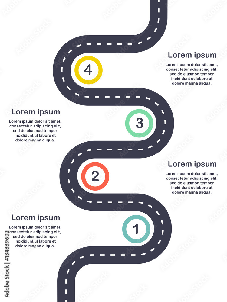 Infographic template four steps Road diagram. Vector EPS 10 Stock ...