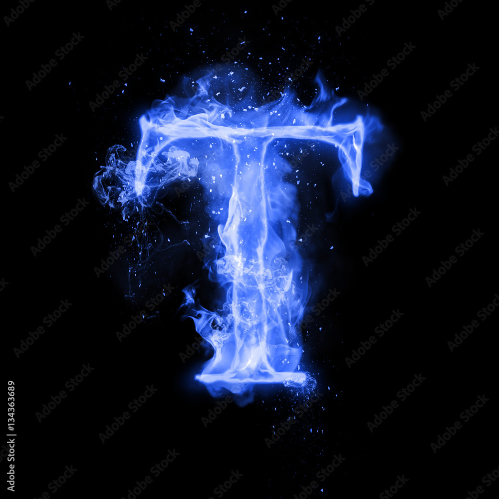 Fire letter T of burning flame light Stock Photo | Adobe Stock