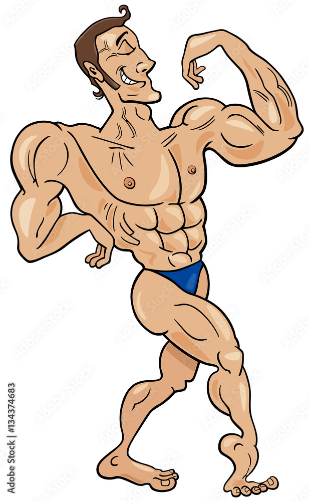 bodybuilder cartoon character Stock Vector | Adobe Stock