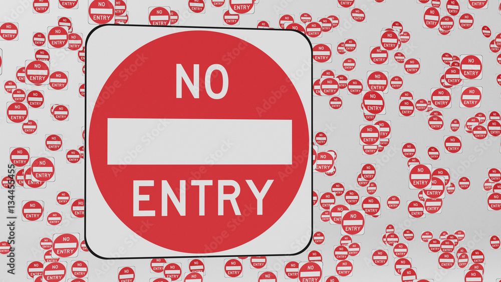 No entry traffic signs floating in empty white space. This image is a ...