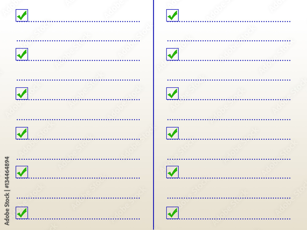 Check mark. Notebook with checklist for note. Tick and cross mar Stock ...