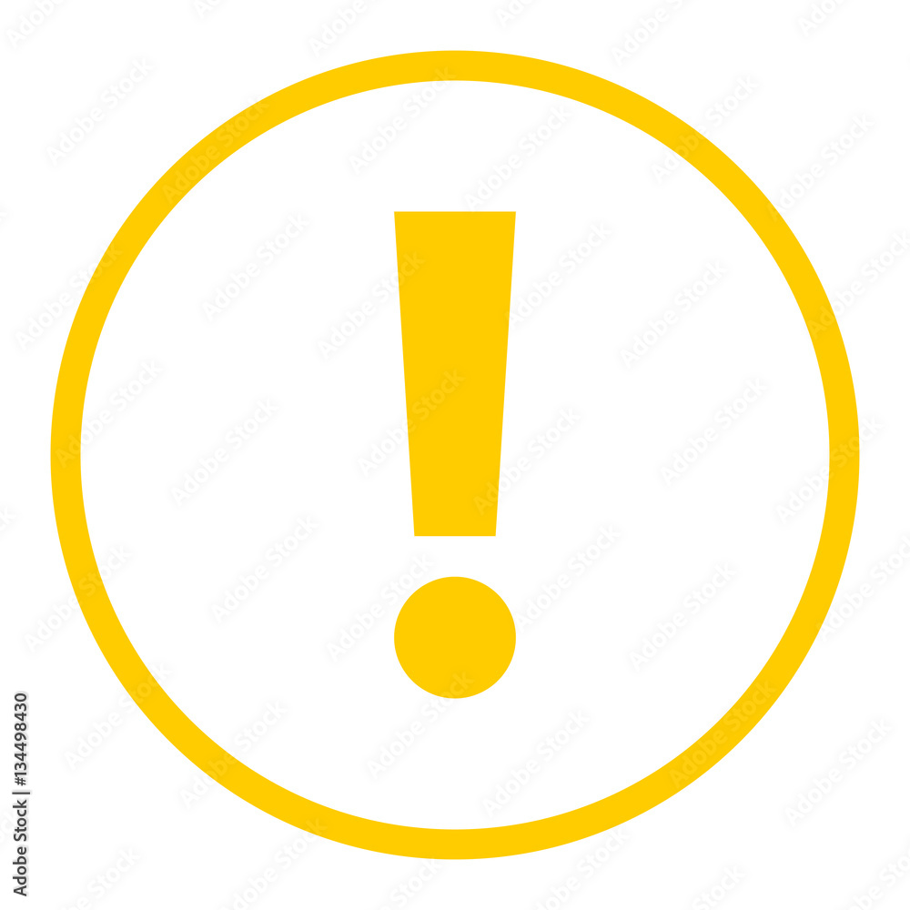 Yellow circle exclamation mark icon warning sign attention butto Stock ...