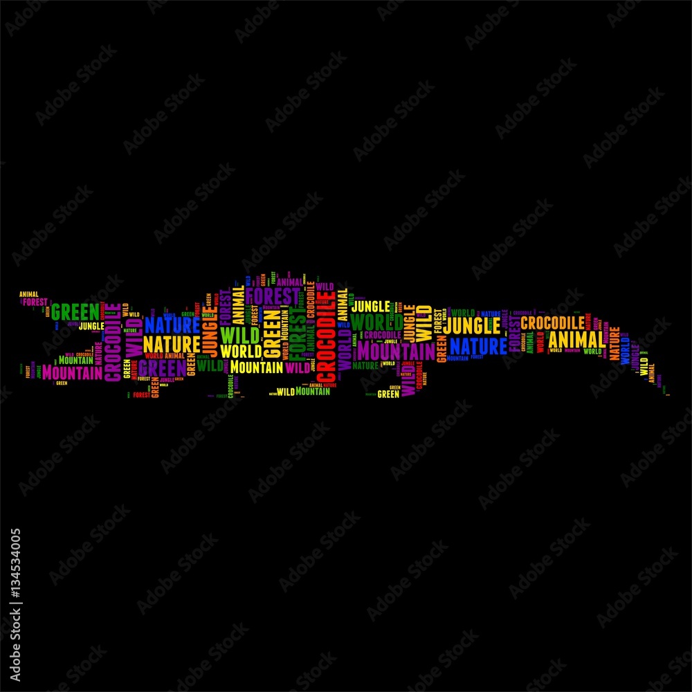 crocodile Typography word cloud colorful Vector illustration Stock ...