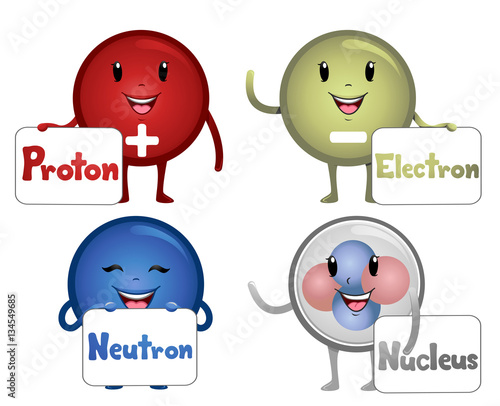 Mascot Sub Atomic Particles Stock Vector | Adobe Stock