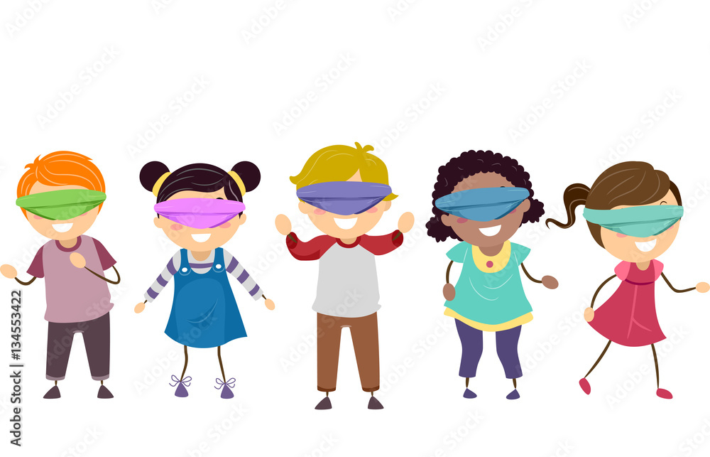 Stickman Kids Blindfold Game Stock Vector | Adobe Stock