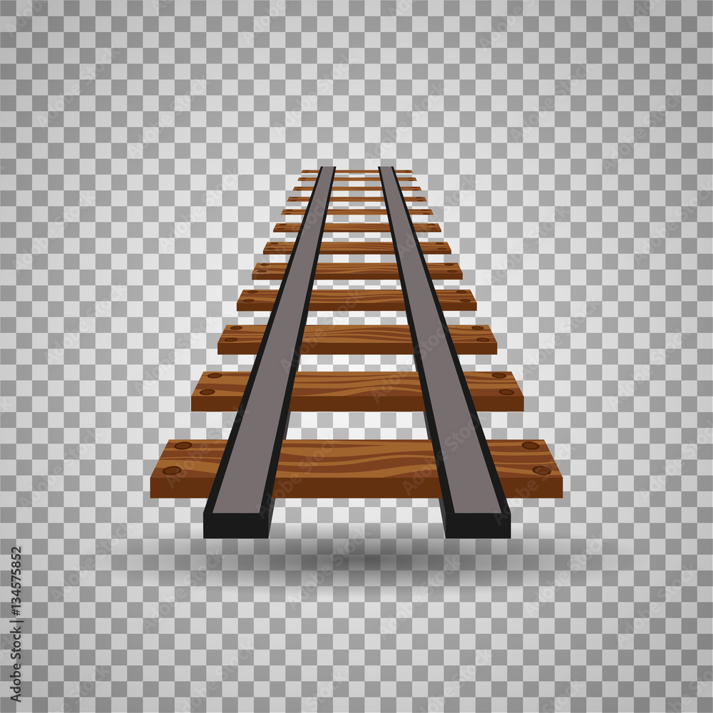 Railway tracks or rail road line on transparent background Stock Vector ...