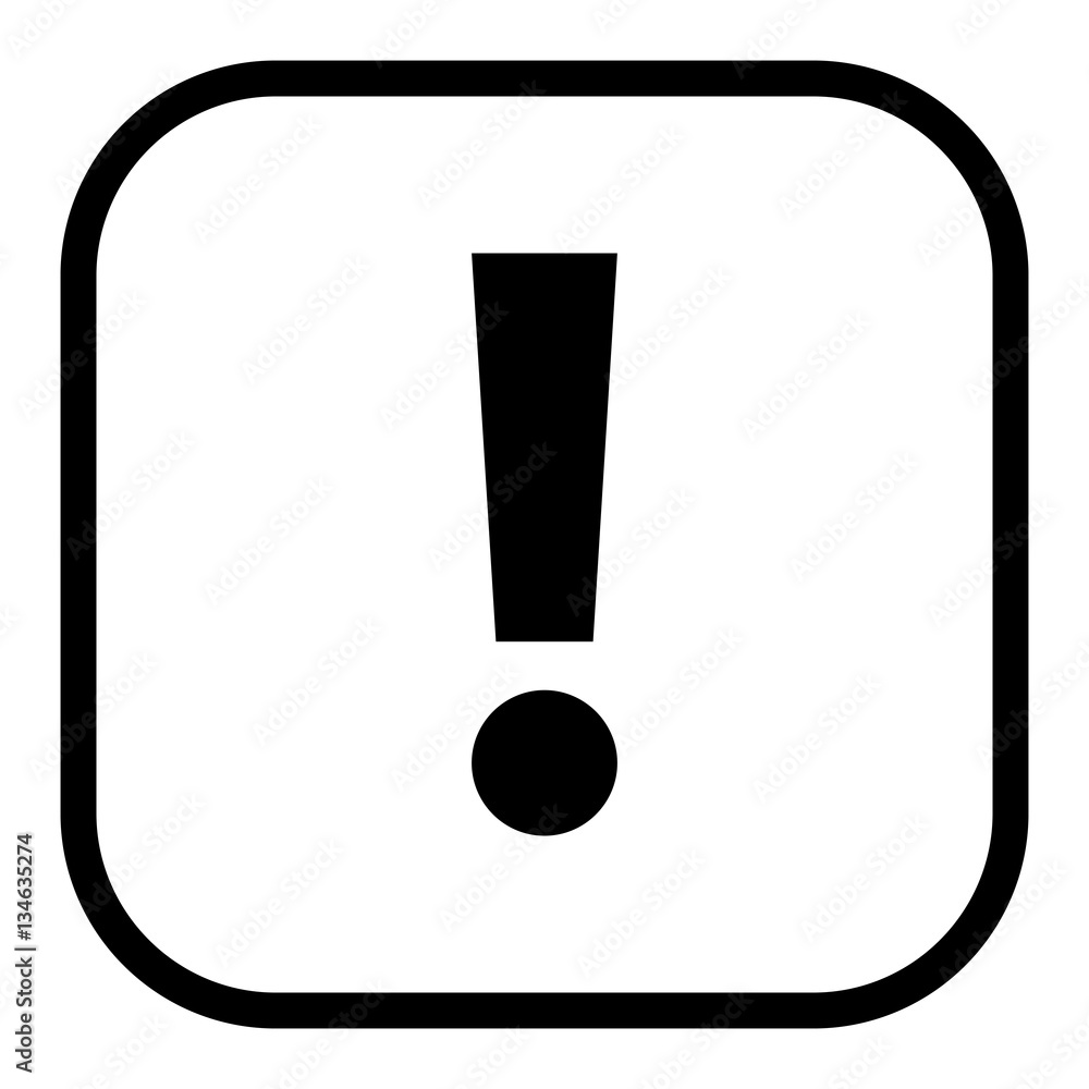 Black square exclamation mark icon warning sign attention button Stock ...