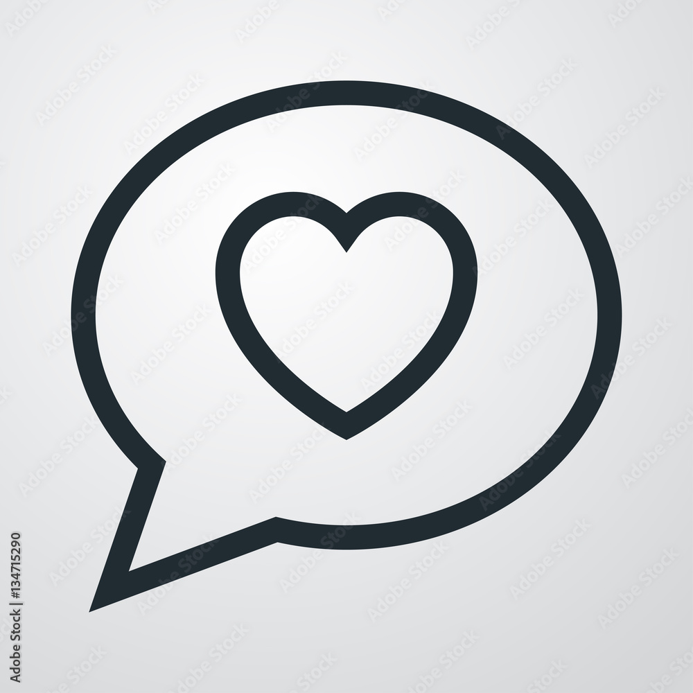 Icono plano silueta mensaje corazon en fondo degradado Stock Vector ...