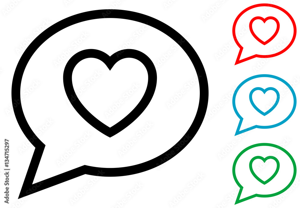Icono plano silueta mensaje corazon varios colores Stock Vector | Adobe ...