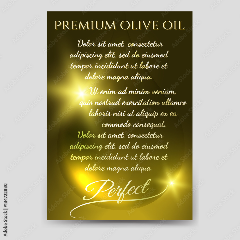 Premium olive oil brochure flyer template vector illustration Stock ...