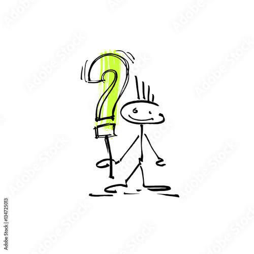 hand drawing sketch human smile stick figure question mark Stock Vector ...