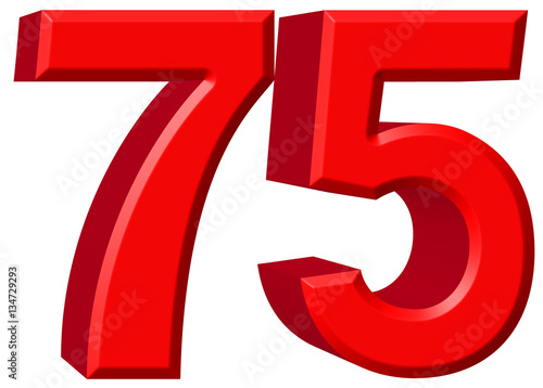 Numeral 75, seventy five, isolated on white background, 3d rende Stock ...