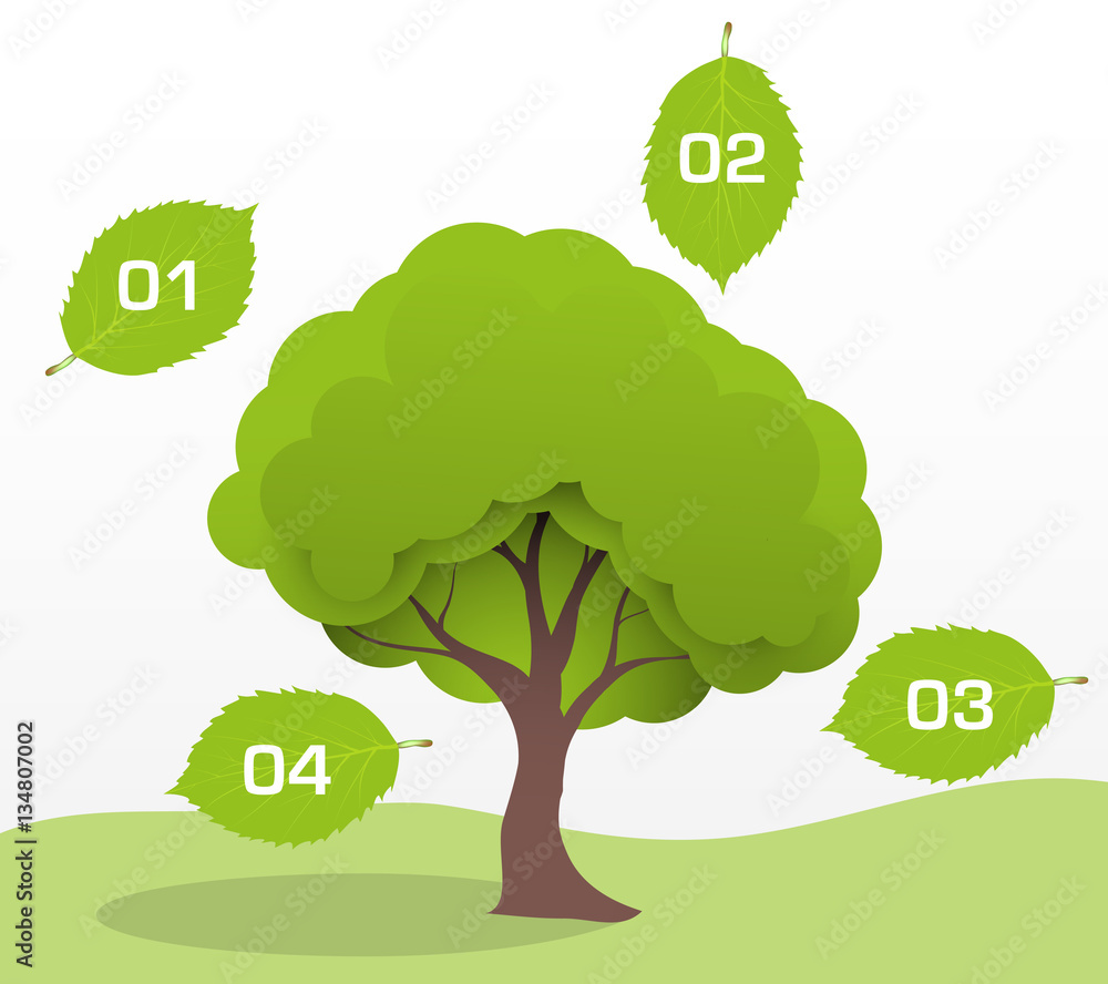 cartoon tree vector infographics paper ecological preservation of ...
