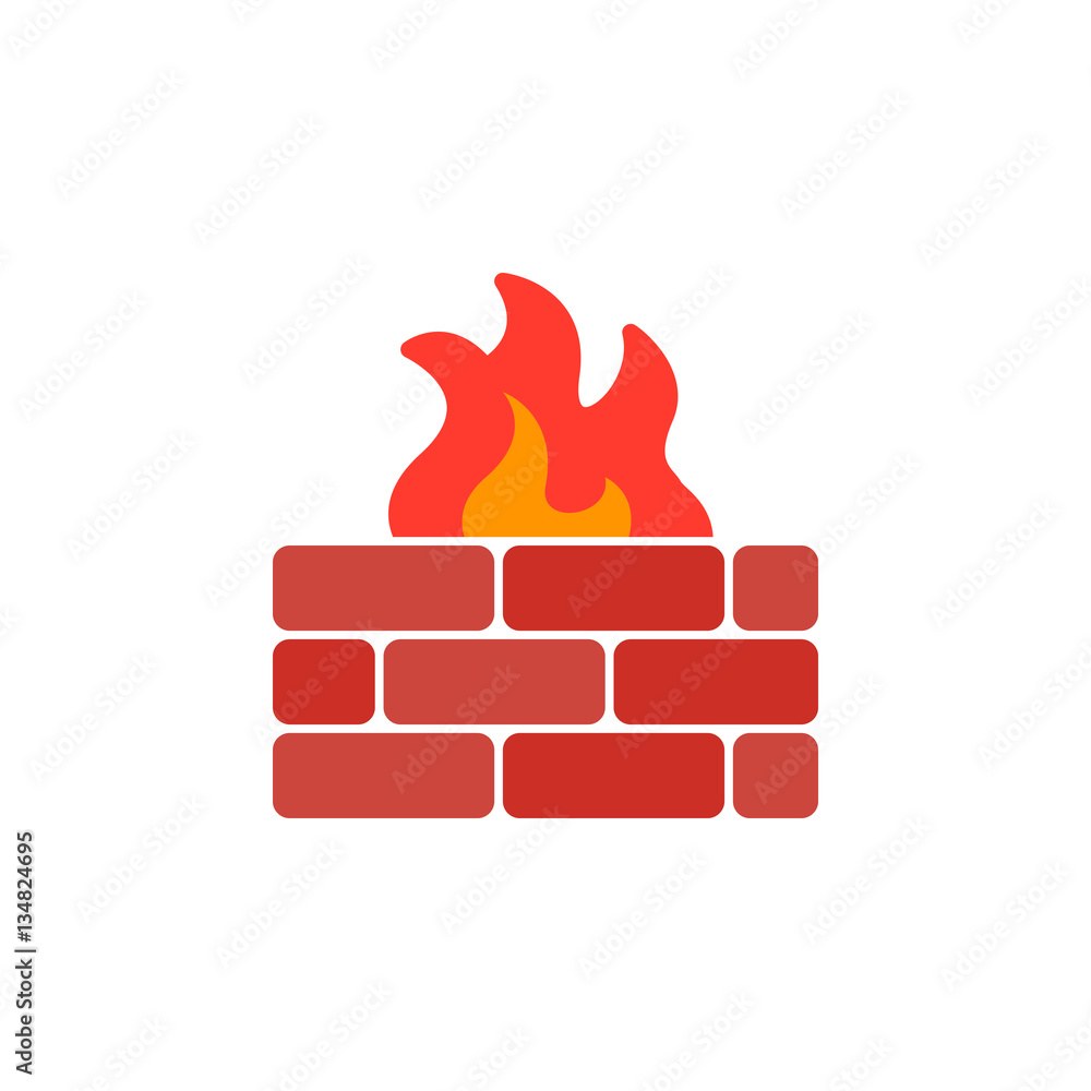 Brick wall and fire icon vector, filled flat sign, solid colorful ...