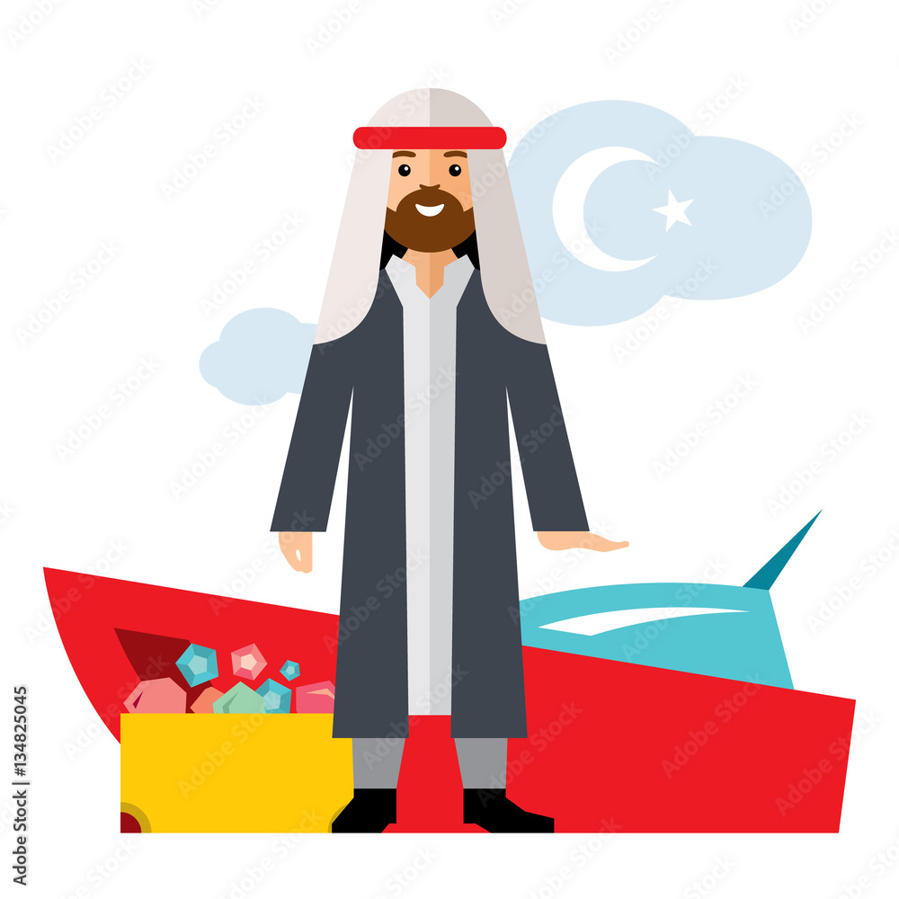 Vector Rich man from the UAE. Success Arabic Business. Saudi Sheikh ...