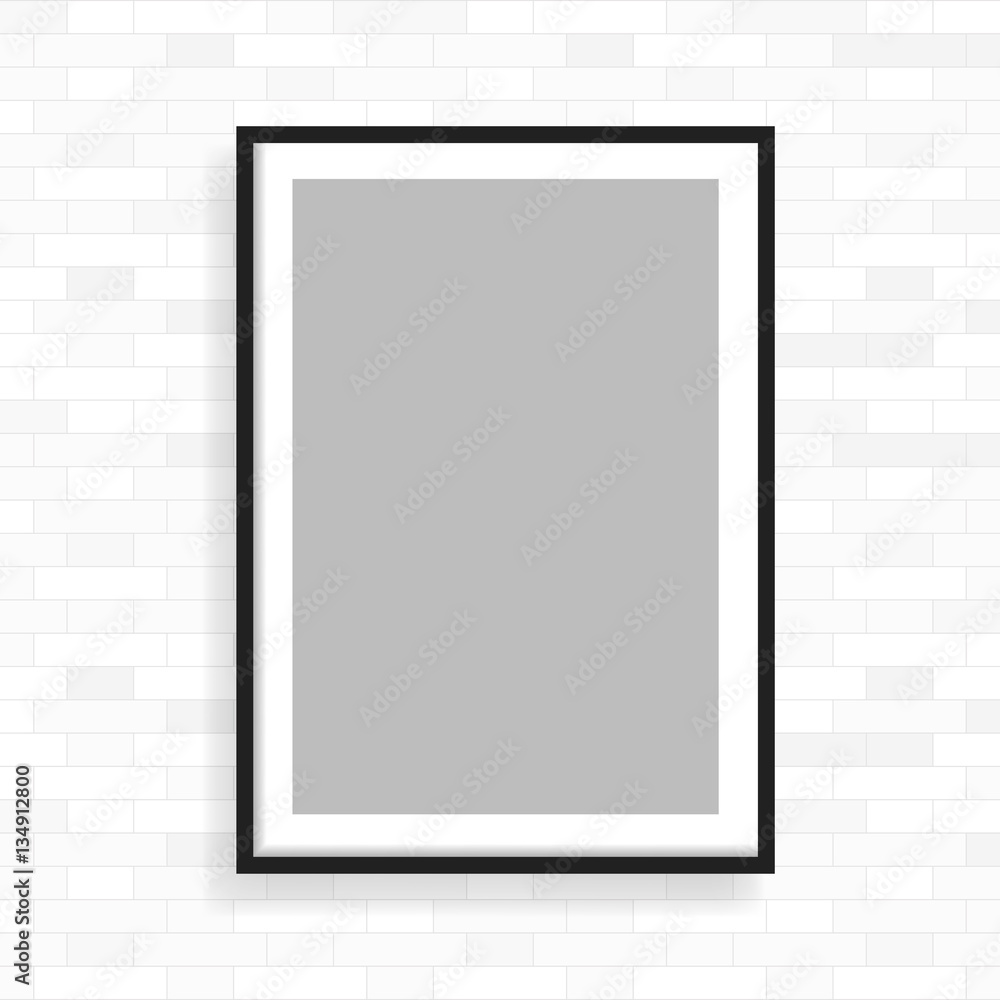 Realistic frame on light grunge brick wall. Perfect for your ...