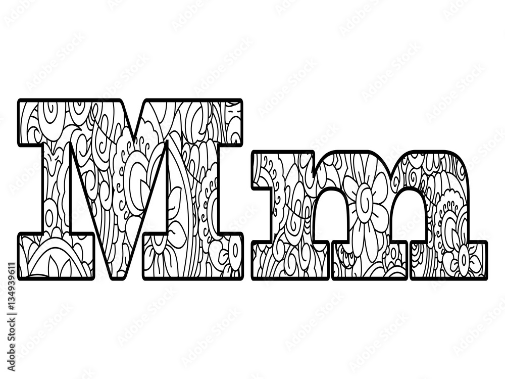 Anti coloring book alphabet, the letter M vector illustration Stock ...