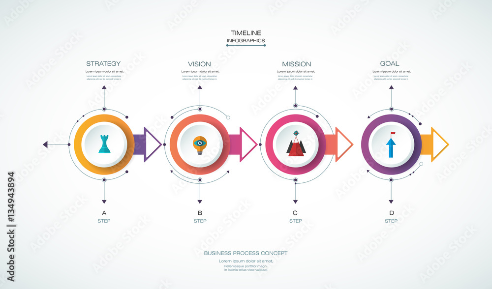 Vector infographics timeline design template with 3D paper label ...
