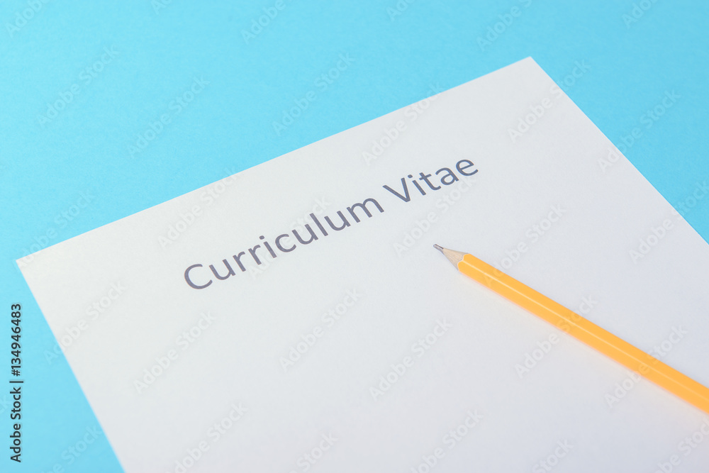 Curriculum vitae written on an blank white paper Stock Photo | Adobe Stock