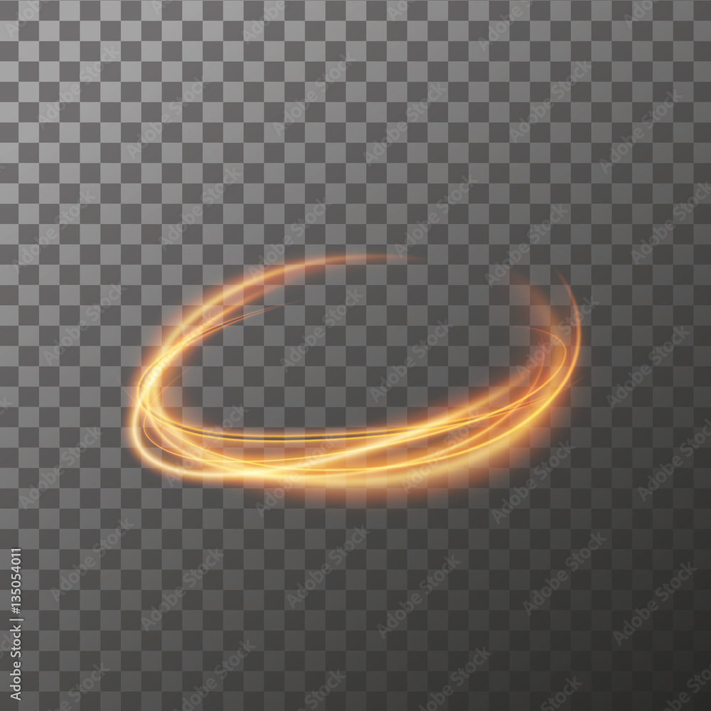 Glowing light ring of fire. Light effect vector golden circle. Glitter ...