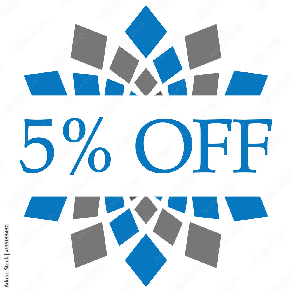 Discount 5 Percent Off Blue Grey Circular Stock Illustration | Adobe Stock