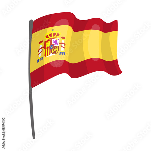 Flag of Spain icon in cartoon style isolated on white background. Spain ...