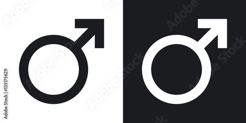 Vector Male Sex Symbol Two Tone Version On Black And White Background
