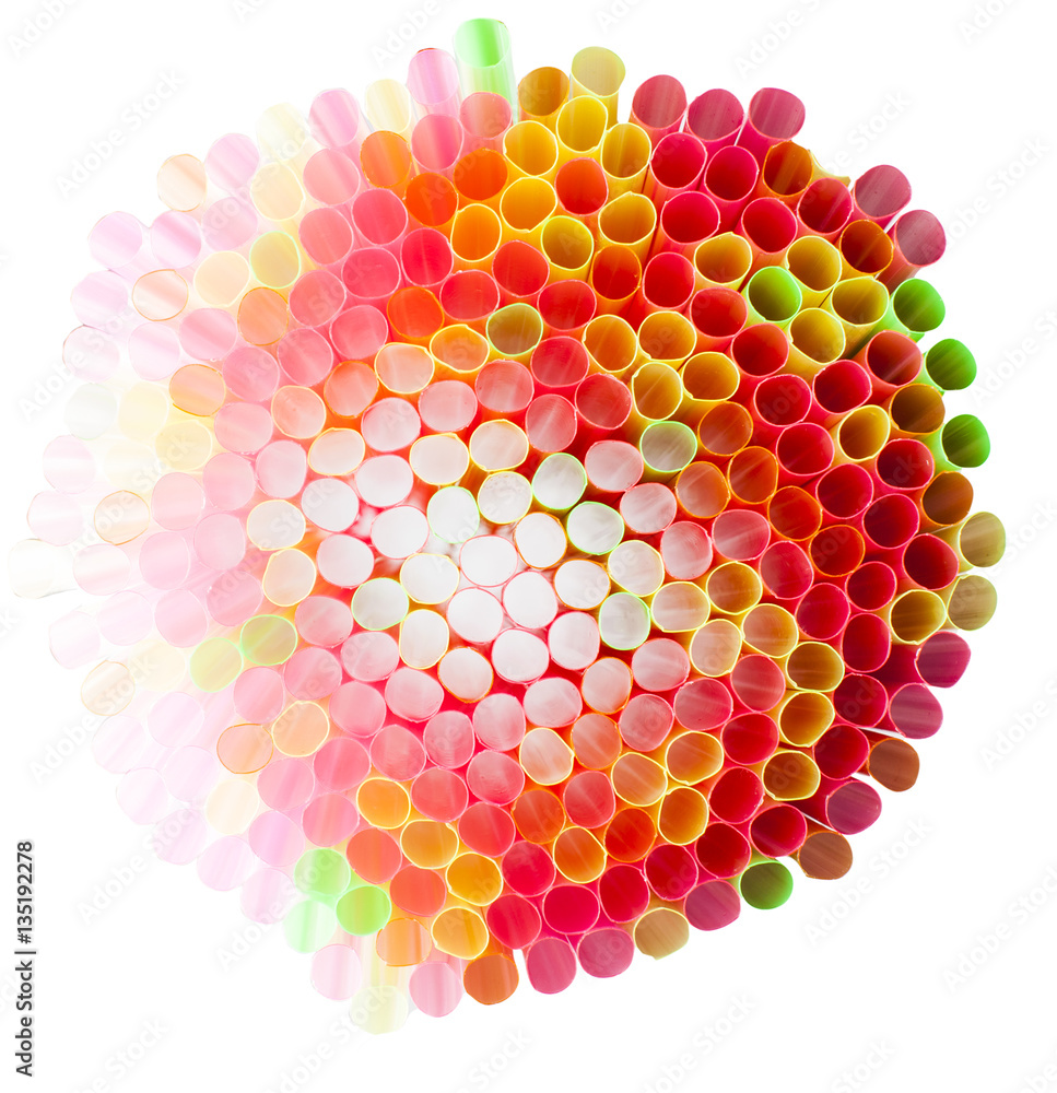 lot of colour straw on white background Stock Photo | Adobe Stock