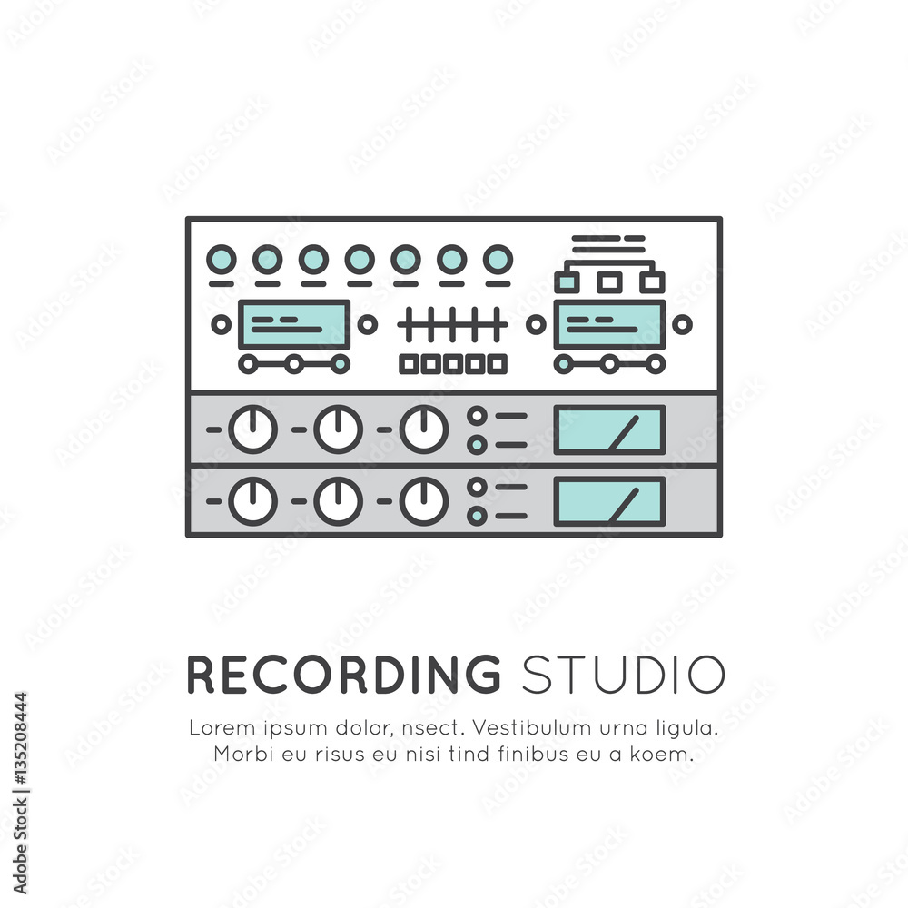 Simple Vector Icon Style Music Logos. Recording Studio Label. Podcast ...
