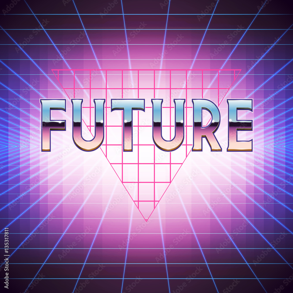 Vector de Stock 80s Retro Sci-Fi Background with Placeholder. Vector ...