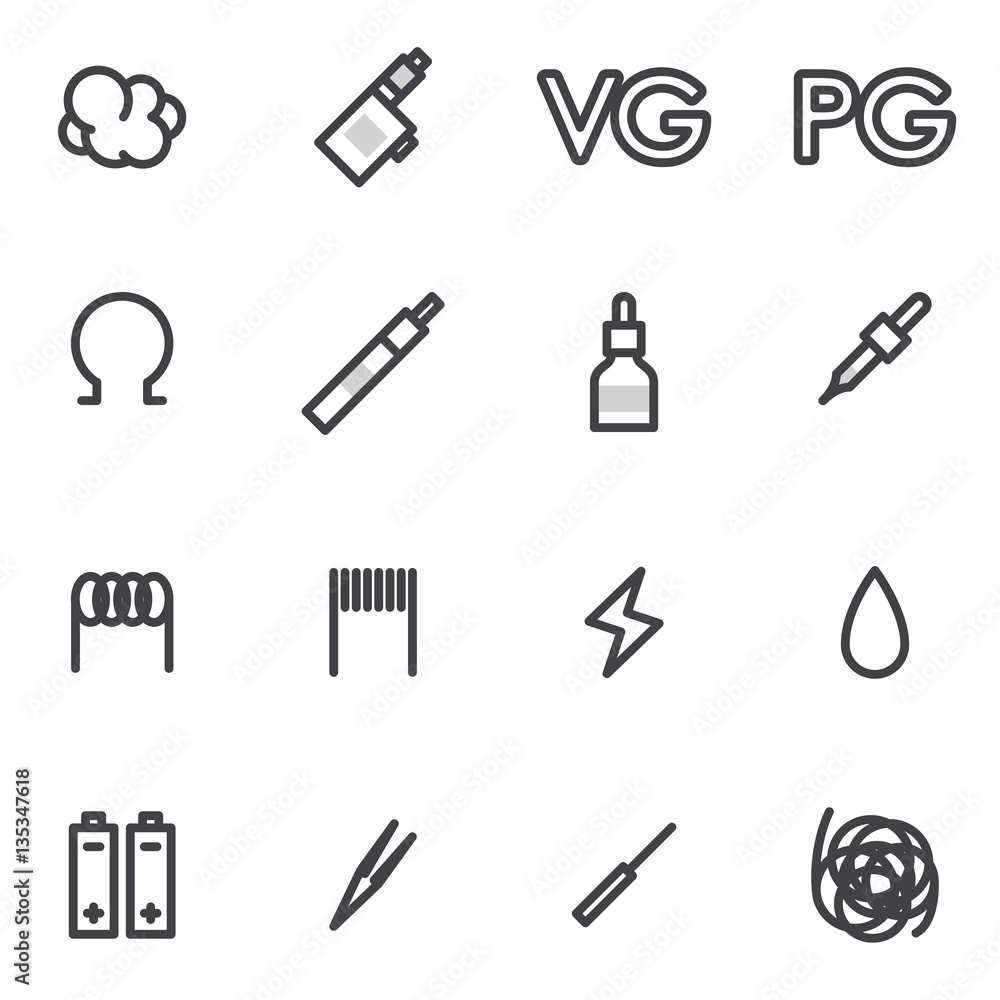 vector icons smoking electronic cigarette liquid smoke, tobacco ...