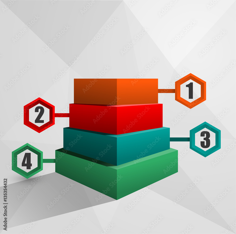 Pyramid of colored vector data layers infographics business processes ...