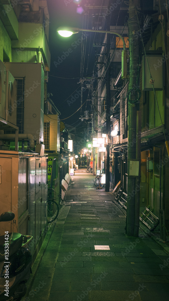 Random street at night in Kyoto city Stock Photo | Adobe Stock