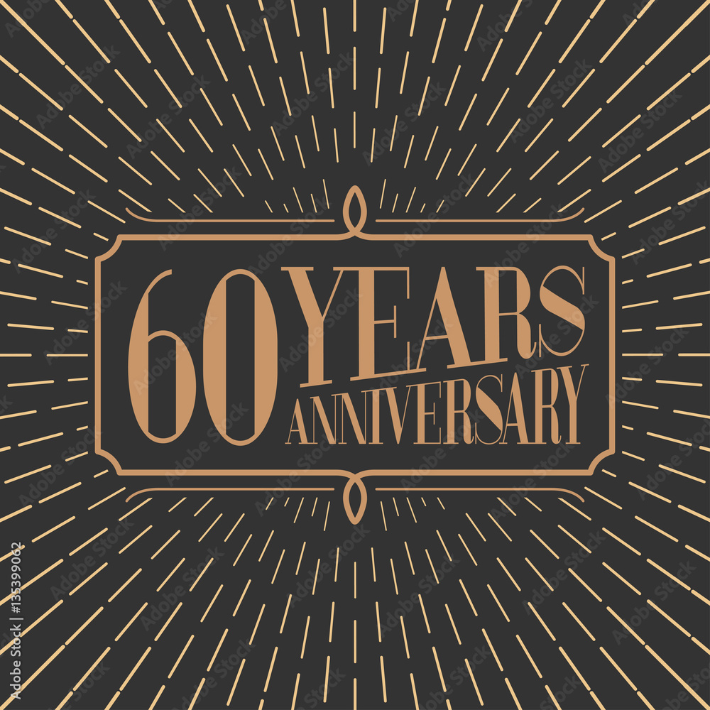 60 years anniversary vector icon, logo. Gold color graphic design ...