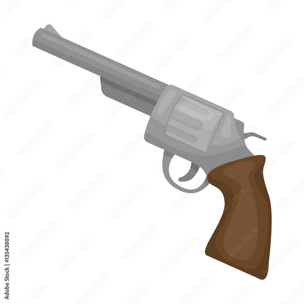 Revolver icon in cartoon style isolated on white background. Rodeo ...