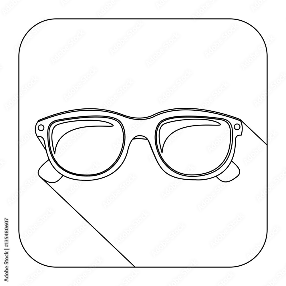 square shape with silhouette oval glasses lens vector illustration ...