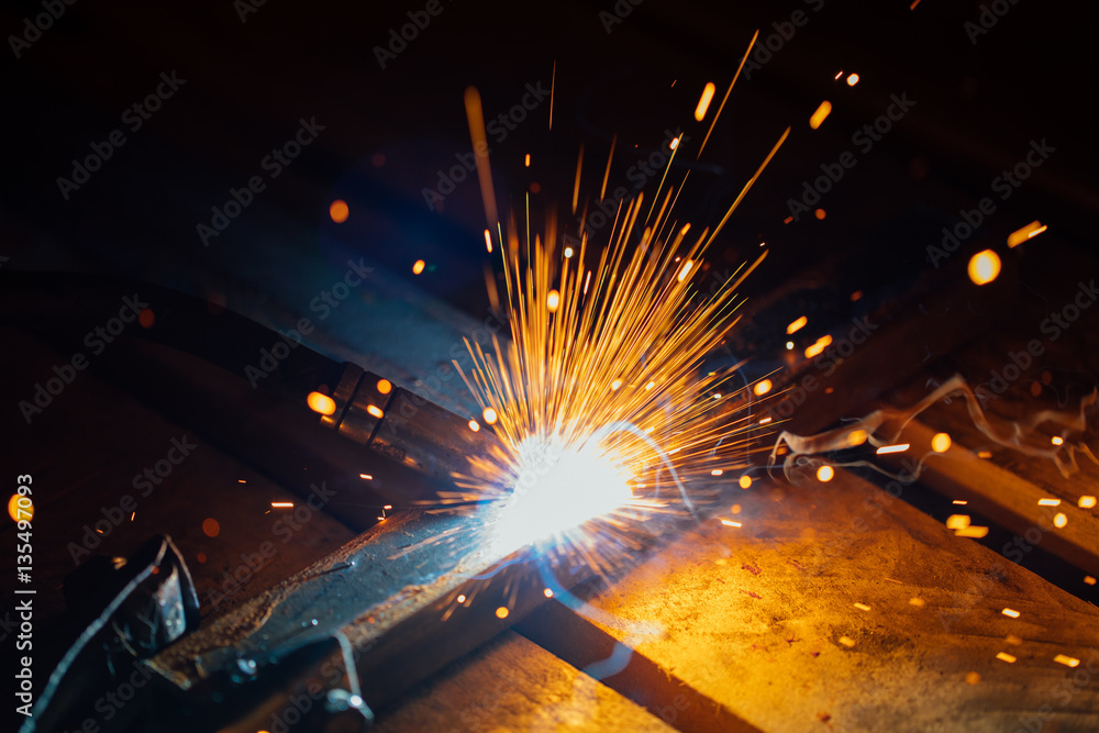 artistic welding sparks light, industrial background Stock Photo ...