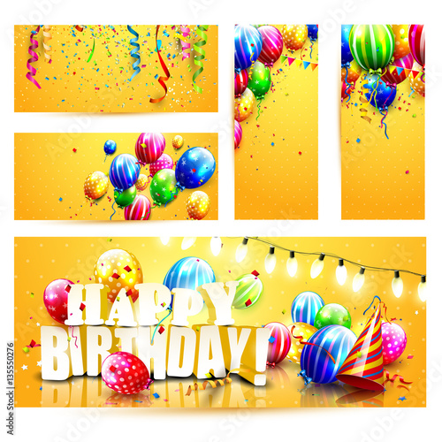 Birthday party headers or banners Stock Vector | Adobe Stock