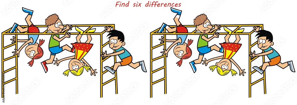 monkey gym, game, find six differences Stock Vector | Adobe Stock