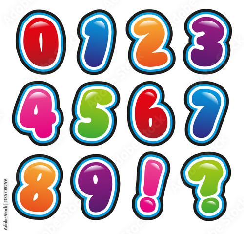 Colorful and bubble numbers Stock Vector | Adobe Stock