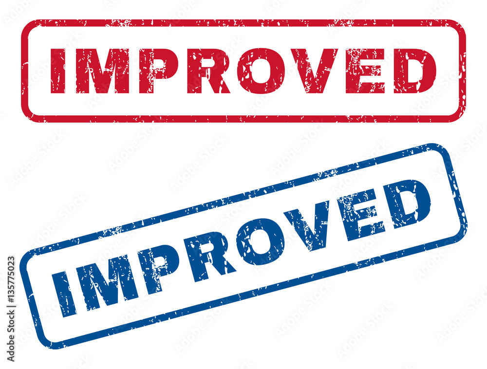 Improved text rubber seal stamp watermarks. Vector style is blue and ...