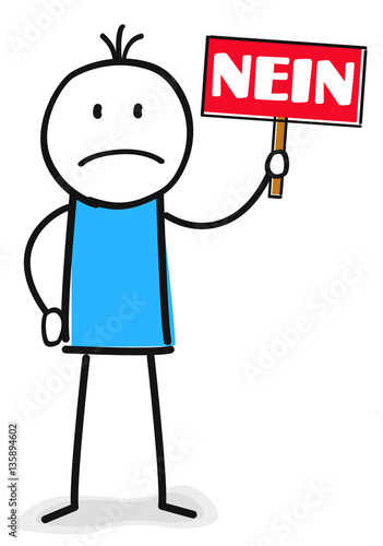 Figur sagt Nein mit Schild Stock-Vektorgrafik | Adobe Stock
