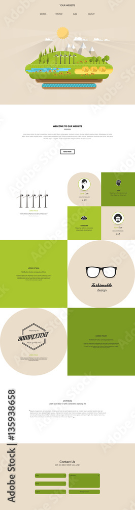 One Page Website Design Template in Professional Vector Design, Stock ...