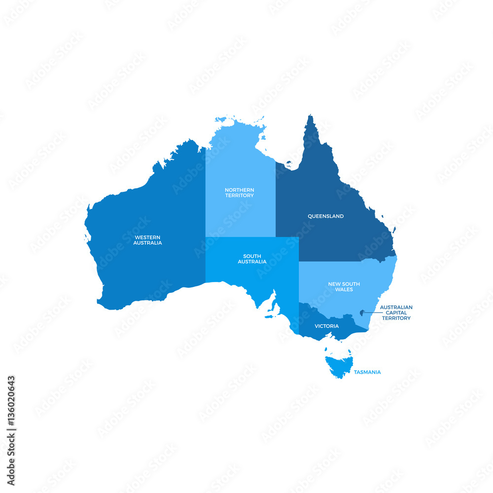 Australia Regions Map Stock Vector | Adobe Stock