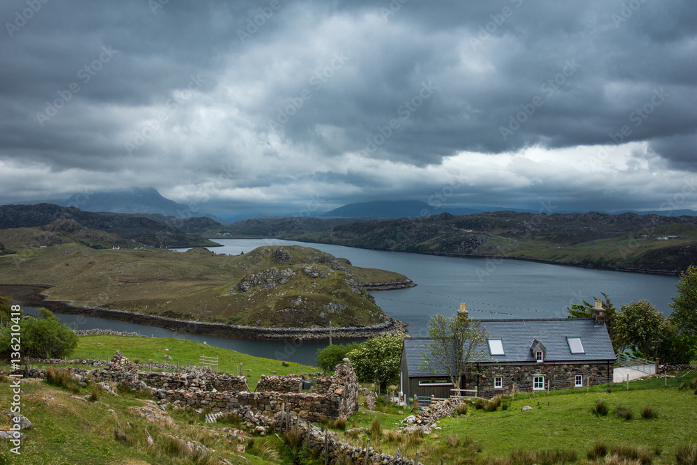 Stock-Foto „Northwest Coast, Scotland - June 6, 2012: View Loch Inchard ...