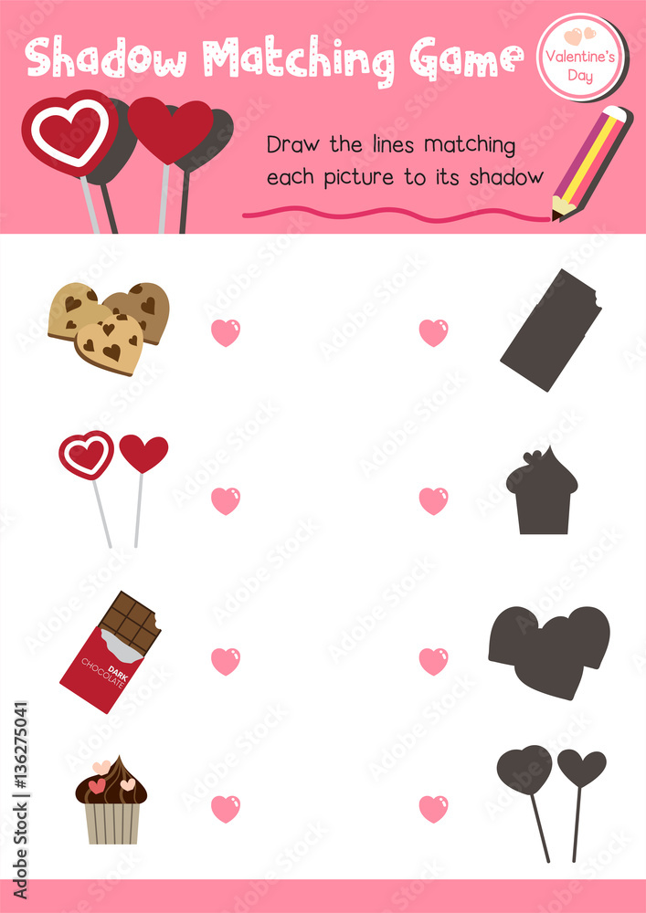 Shadow matching game of food for preschool kids activity worksheet in ...