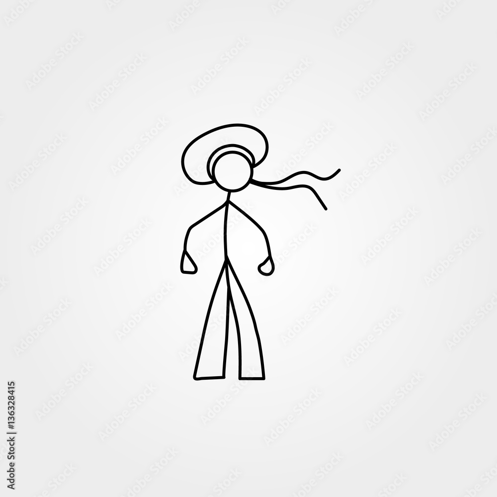 Vector de Stock Cartoon icon of sketch stick figure sailor in cute ...