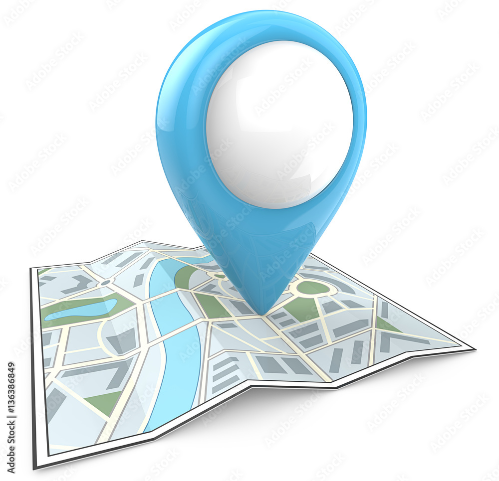 Ilustración de Stock Search and find. Map with Blue GPS Pointer. 3D ...